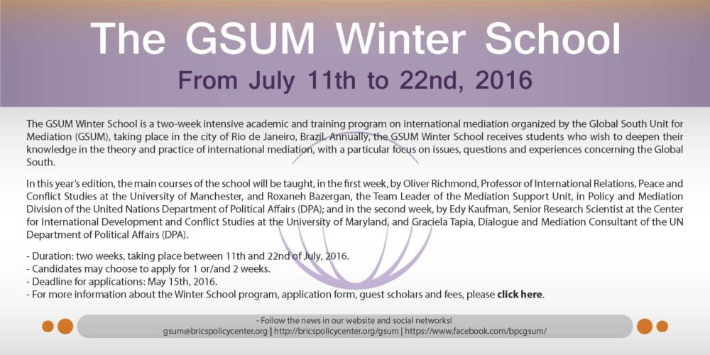 GSUM WINTER SCHOOL 2016: APPLICATIONS ARE NOW OPEN! - brq